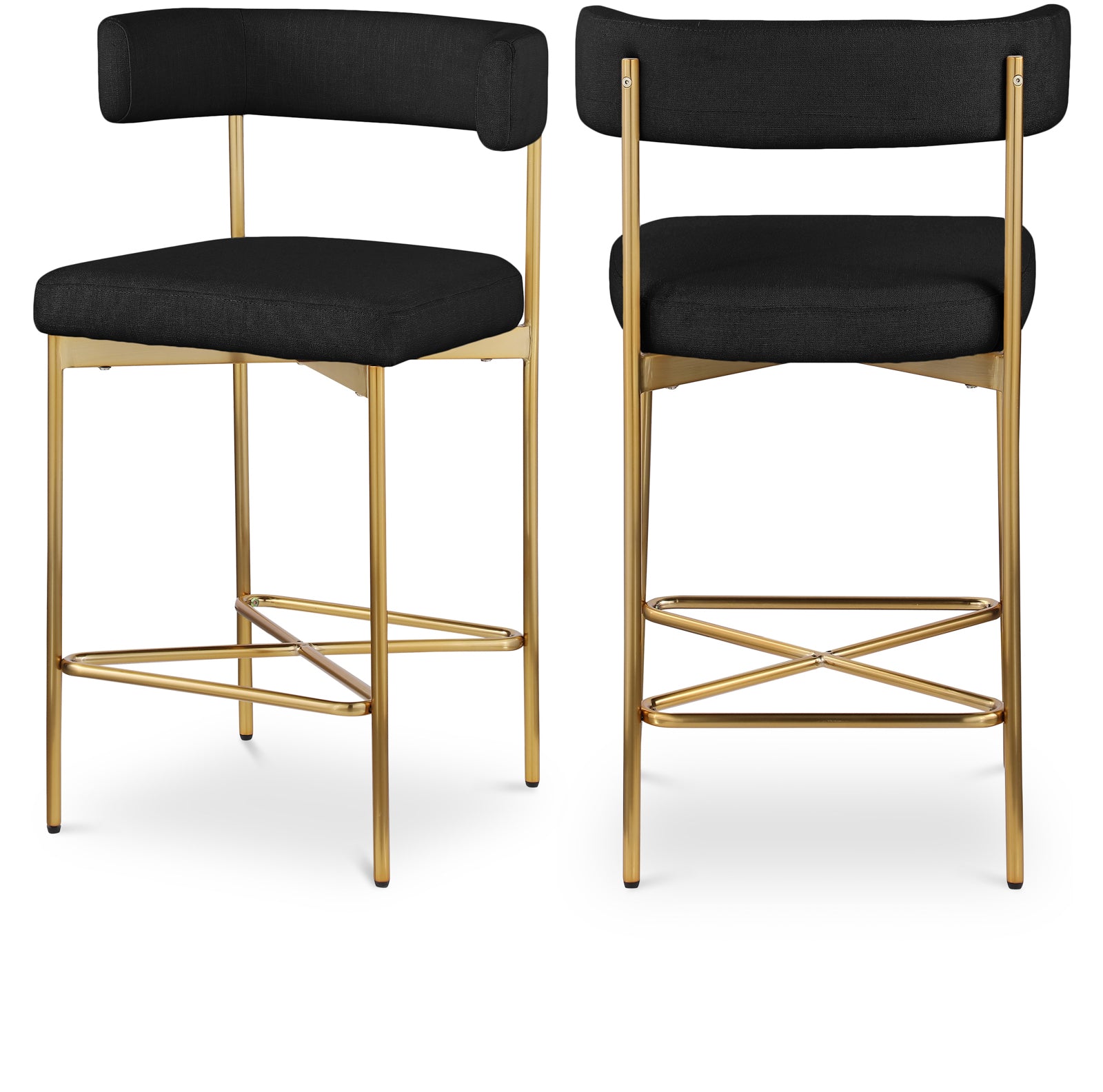 Rivage Stool Set of 2 - Elegant Linen Upholstered Counter Stools with