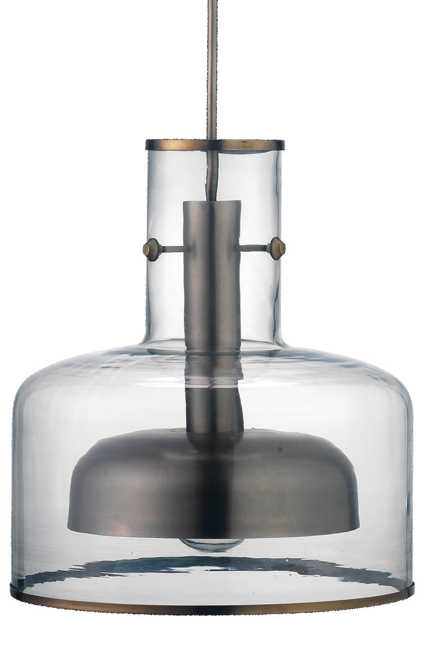 Clyde Pendant Light Fixture - Clear Glass & Iron with 8' Gunmetal Chai