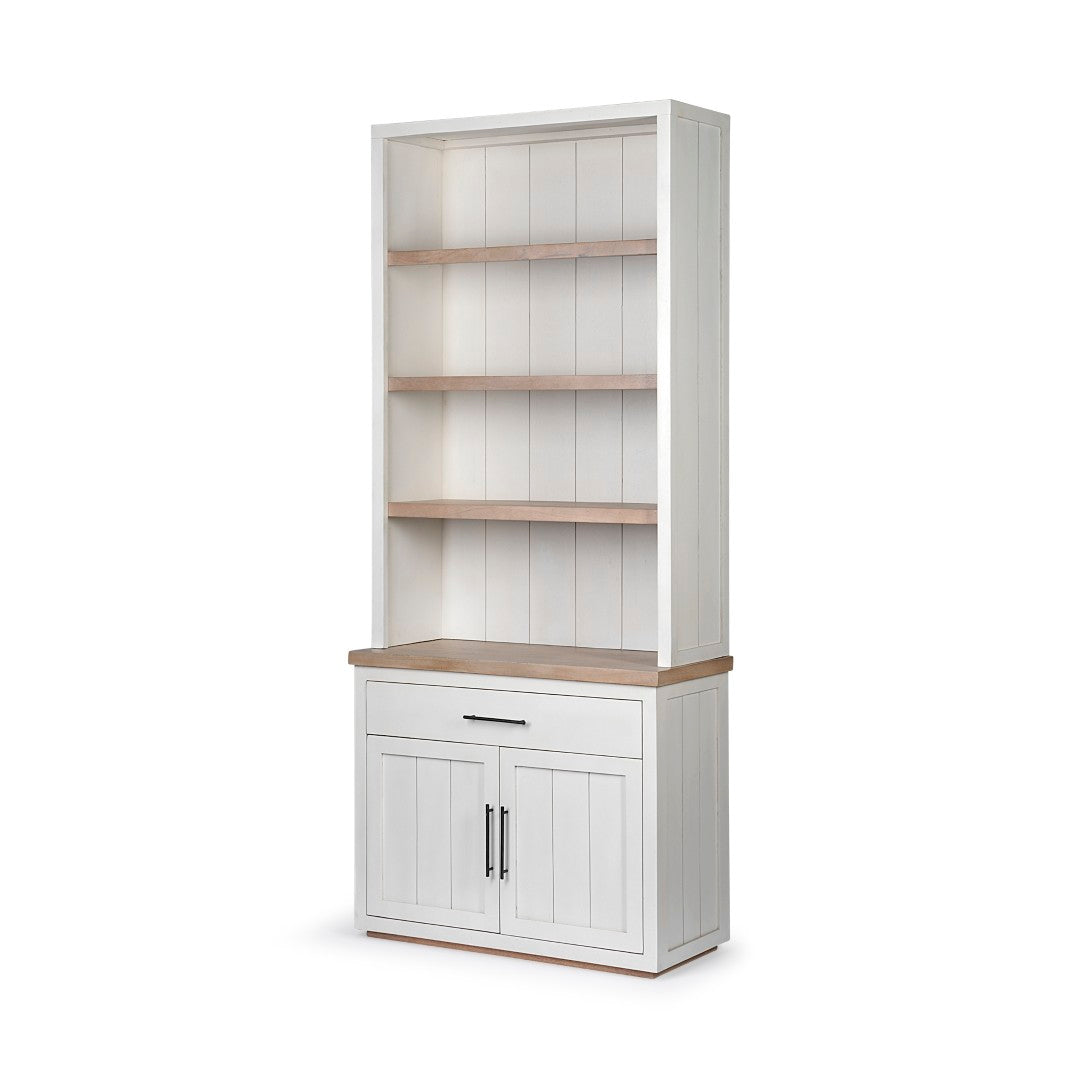 Fairview Farmhouse-Style Three-Shelf Storage Unit with Natural Accents