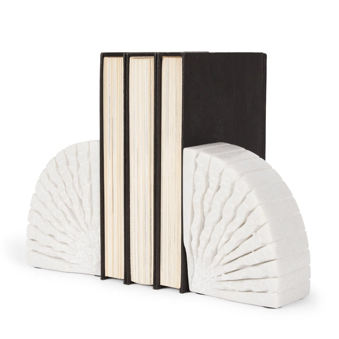 Stept Elegant Marble Bookends with Unique Sunburst Design for Stylish