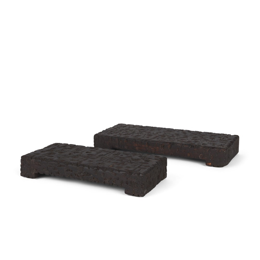 Shira Reclaimed Wooden Riser Set of 2 - Hand-Carved Rustic Display Sta