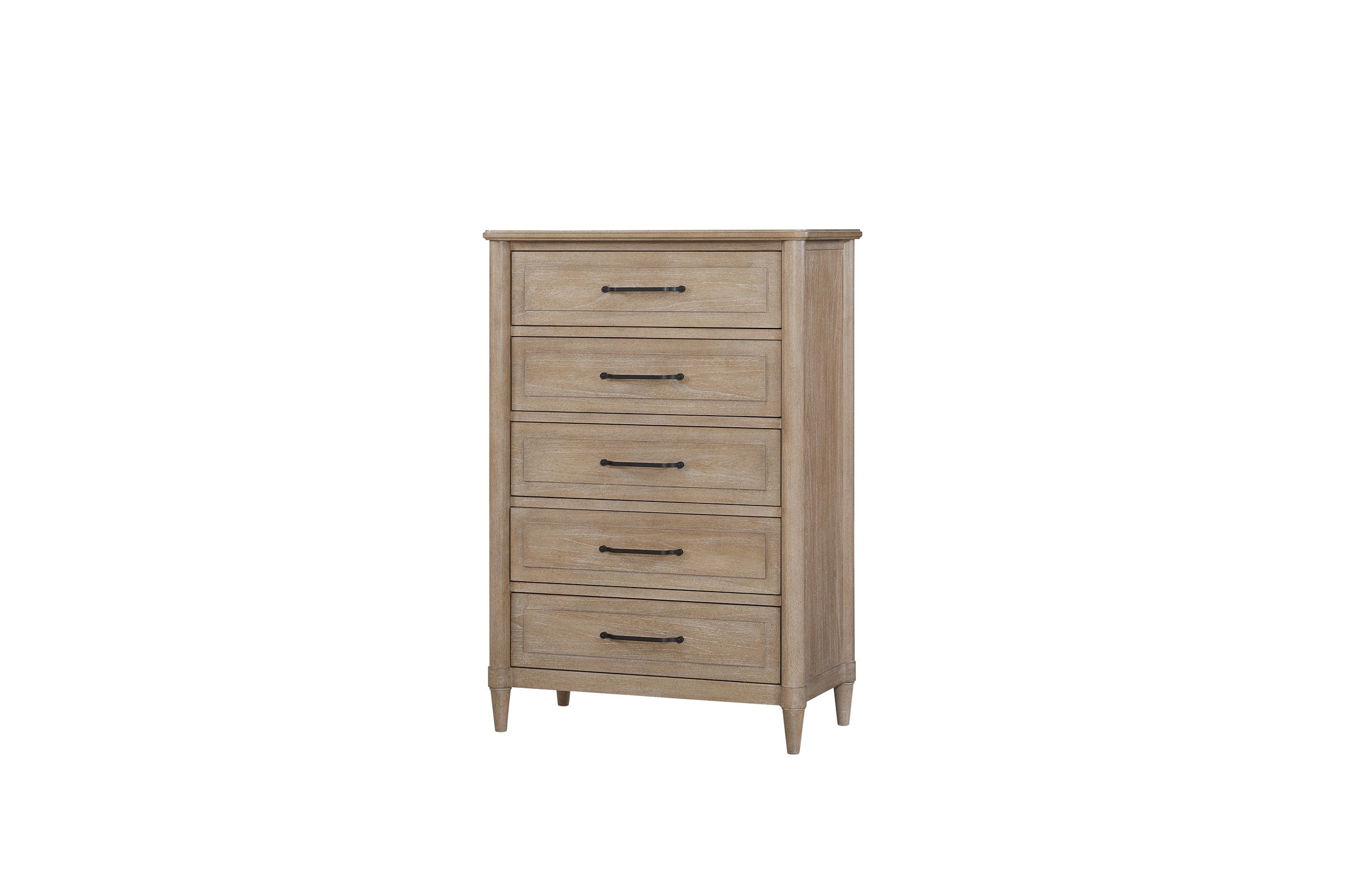 Small Breakfront Dresser With Mindi Veneer, Warm Neutral Finish, 7 Dra