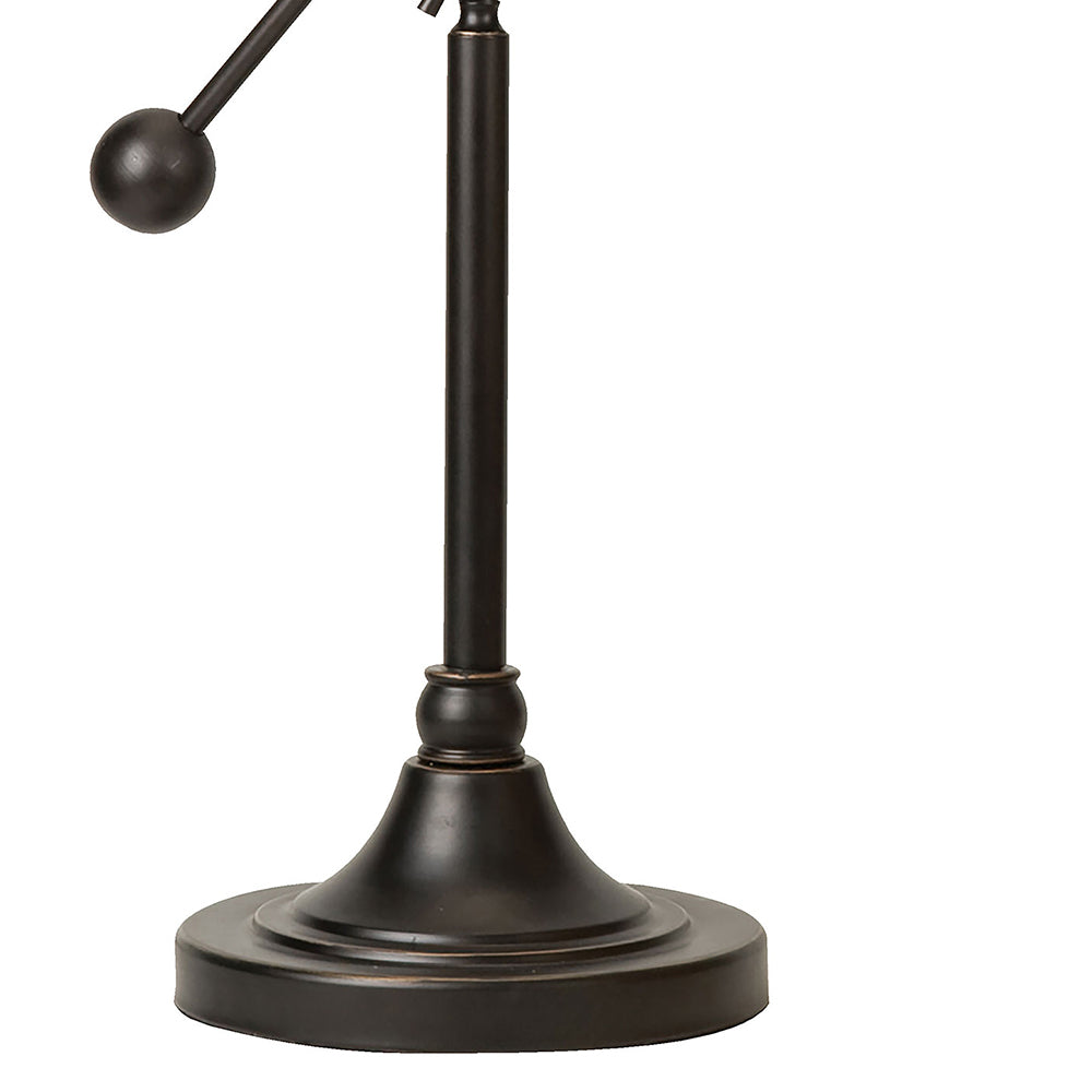 Edmond Bronze Bell Down Bridge Table Lamp With Curved Silhouette, Rust