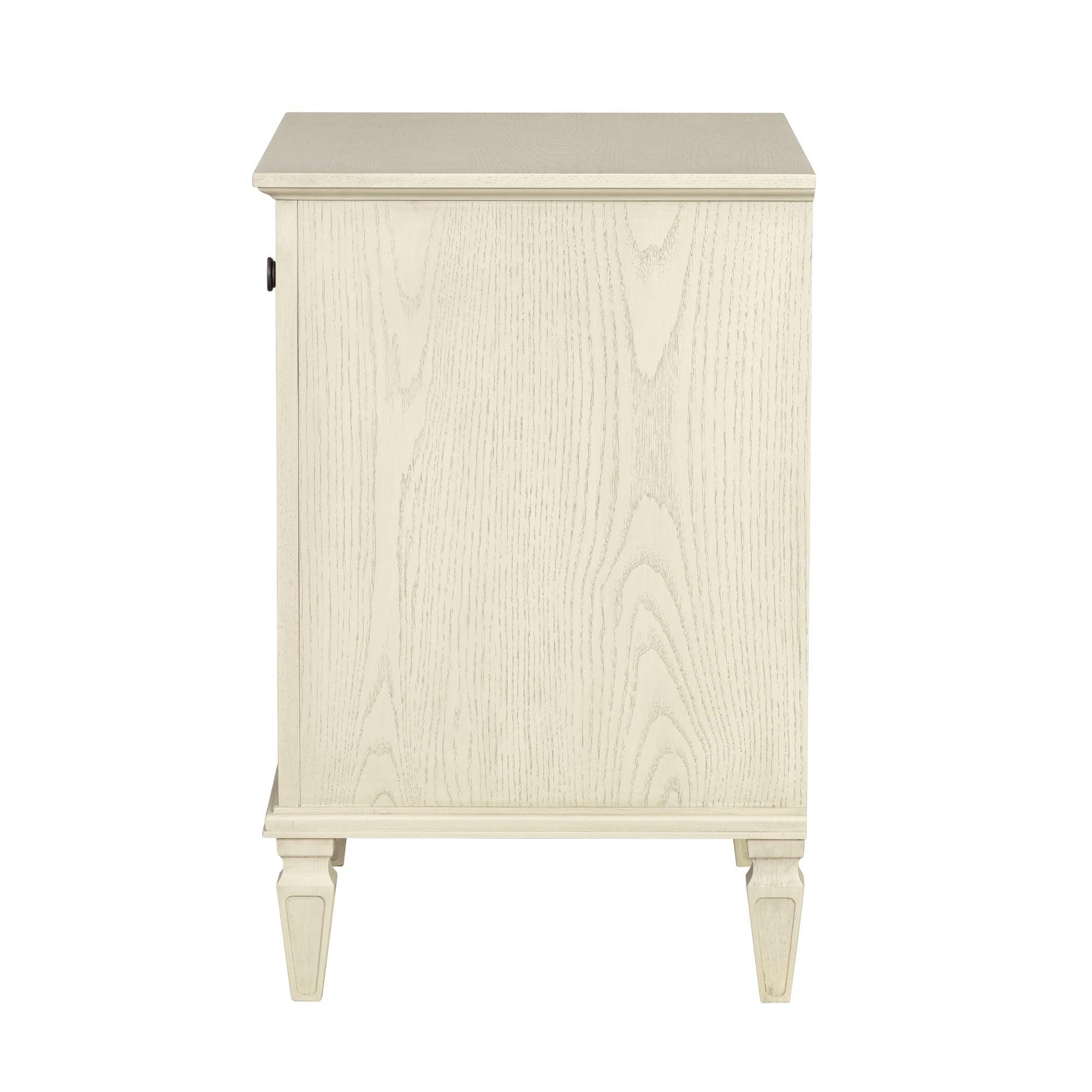 Victoria Aged Oak Nightstand With Solid Wood Legs, Wire-Brushed Veneer