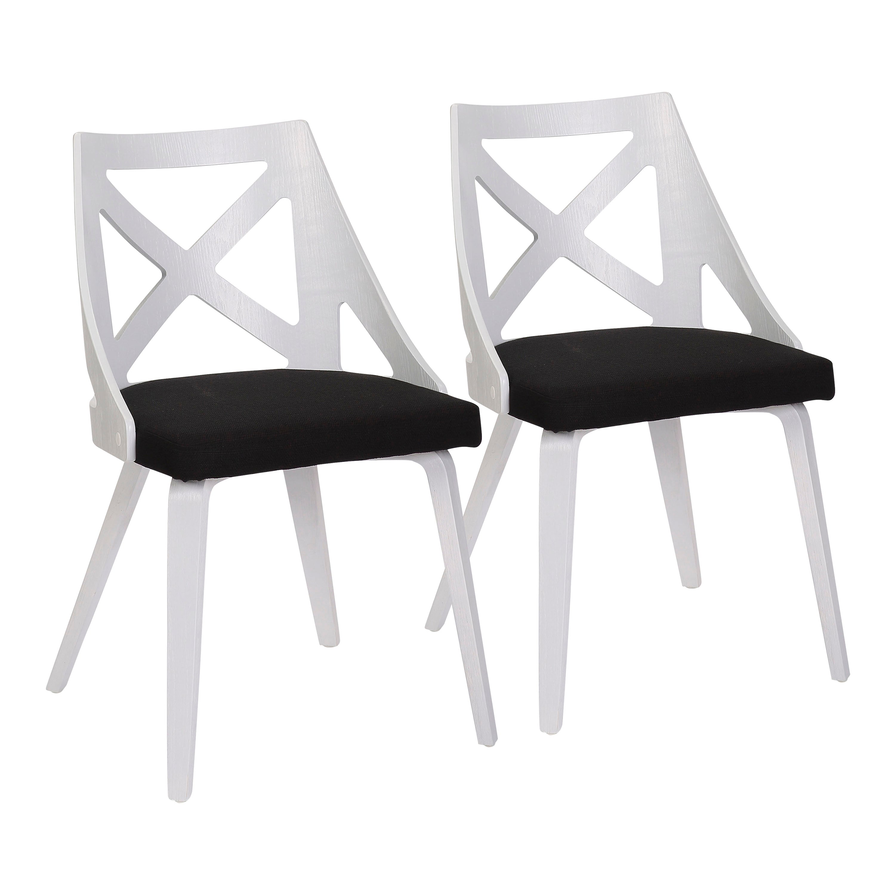 Charlotte Farmhouse Chair Set of 2 - Elegant White Textured Wood & Cha