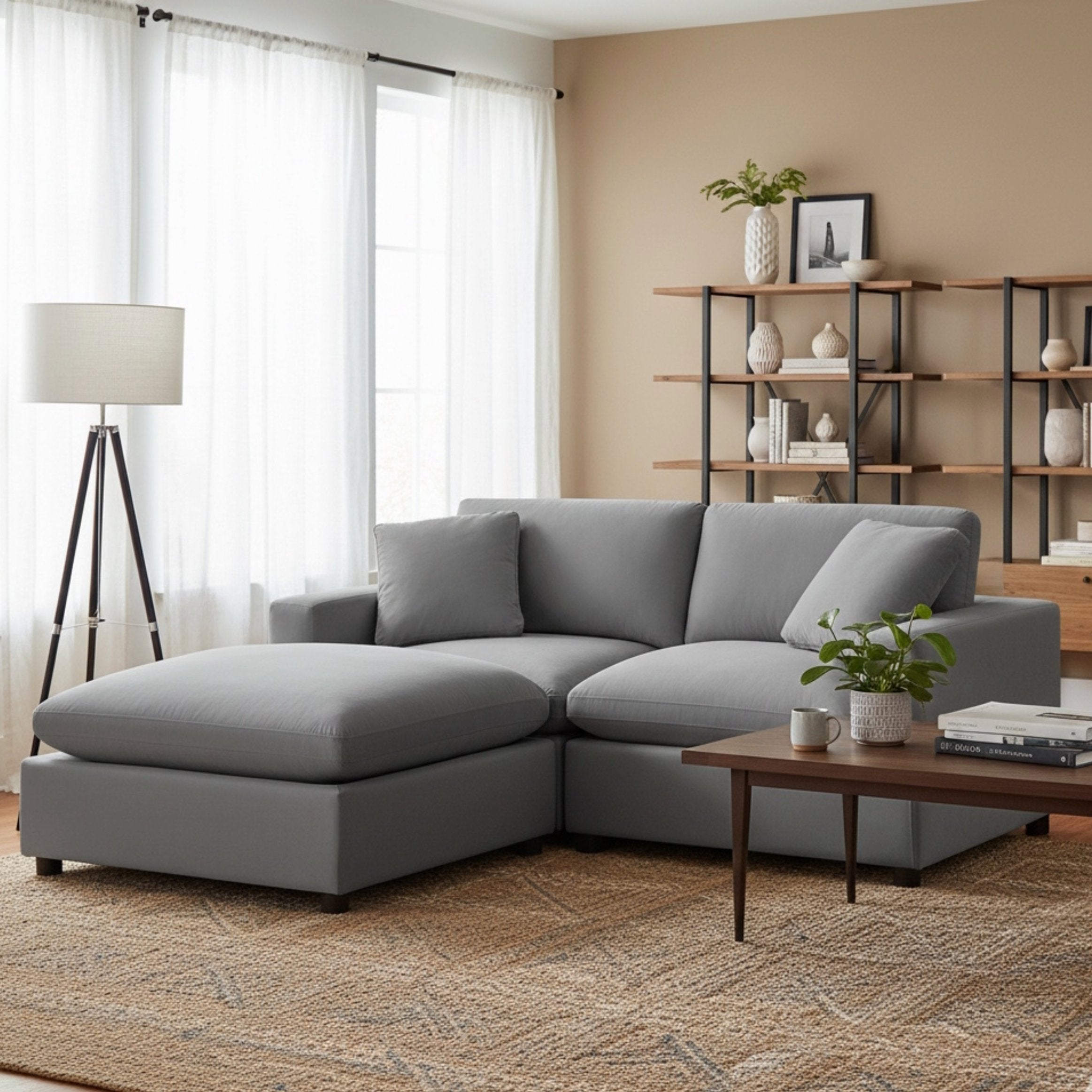 Caylie Modular 3-Piece Chofa Set - Charcoal Upholstery, Versatile Desi