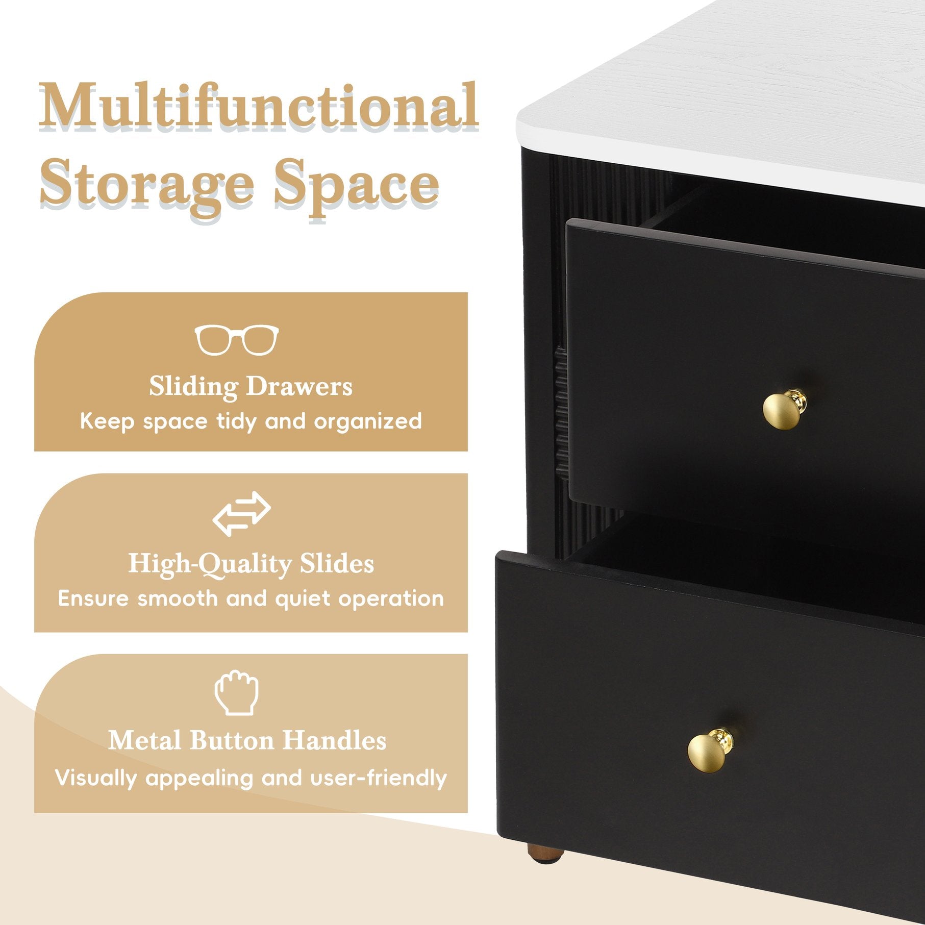 Christopher Knight Home® - Modern Fluted Nightstand With Two Drawers A