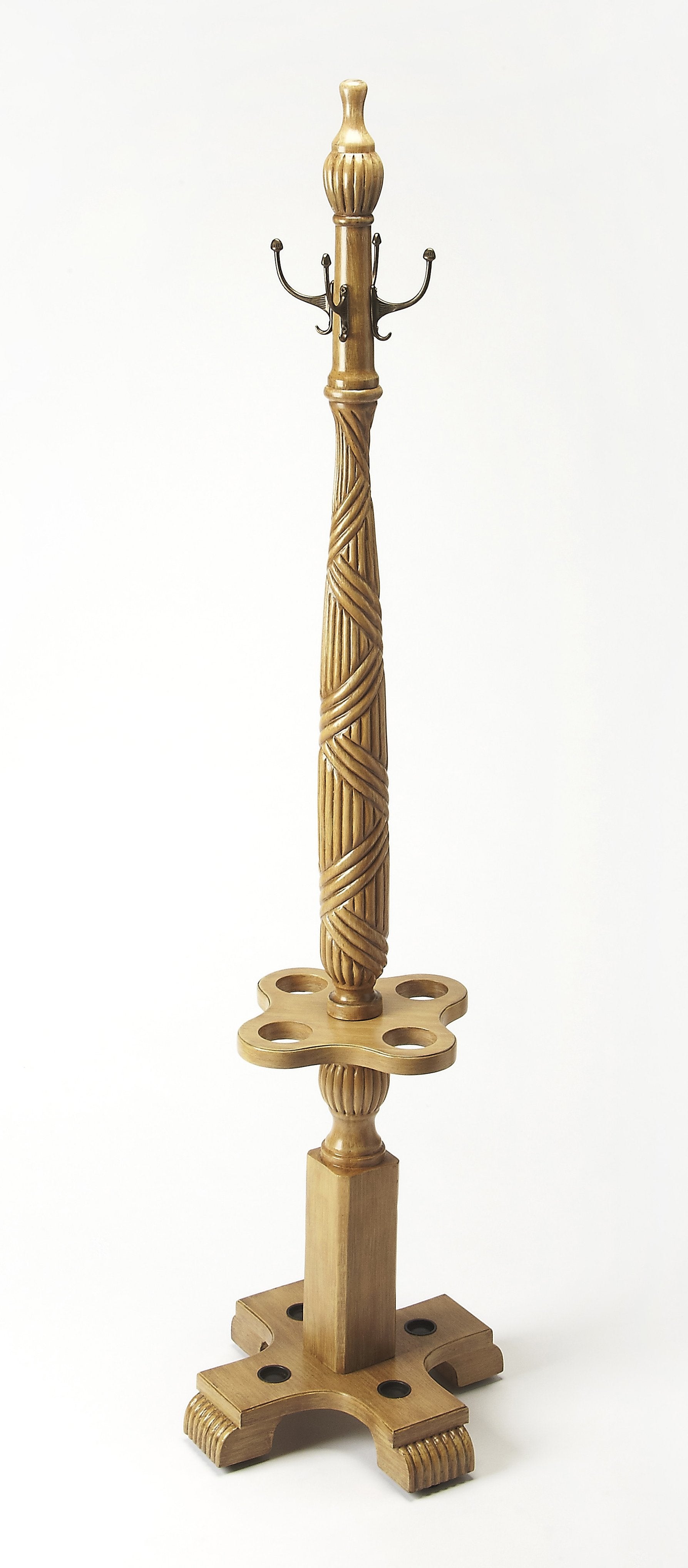 Haywood 71 in. H Wood Free-Standing Coat Rack with Unique Hand-Carved