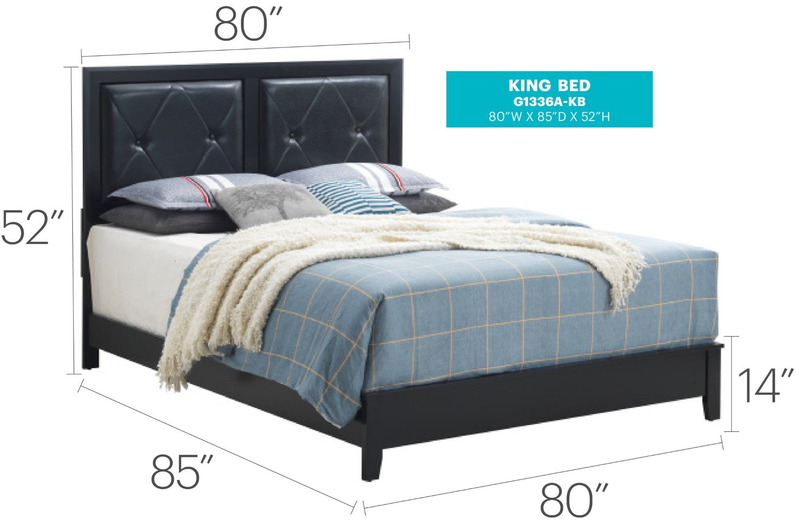 Stylish King Bed In Bold Black - Transitional Design With Durable Mdf