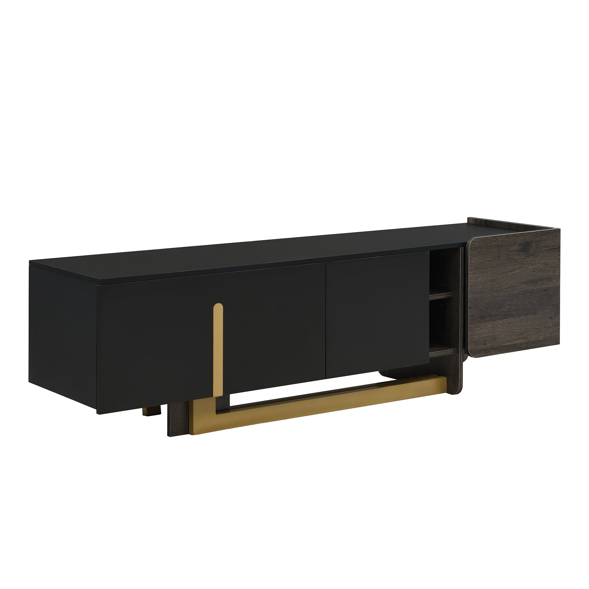 Vibe Light Luxury 66.7" Tv Stand For Up To 70" Tvs — Gold-Accented Woo