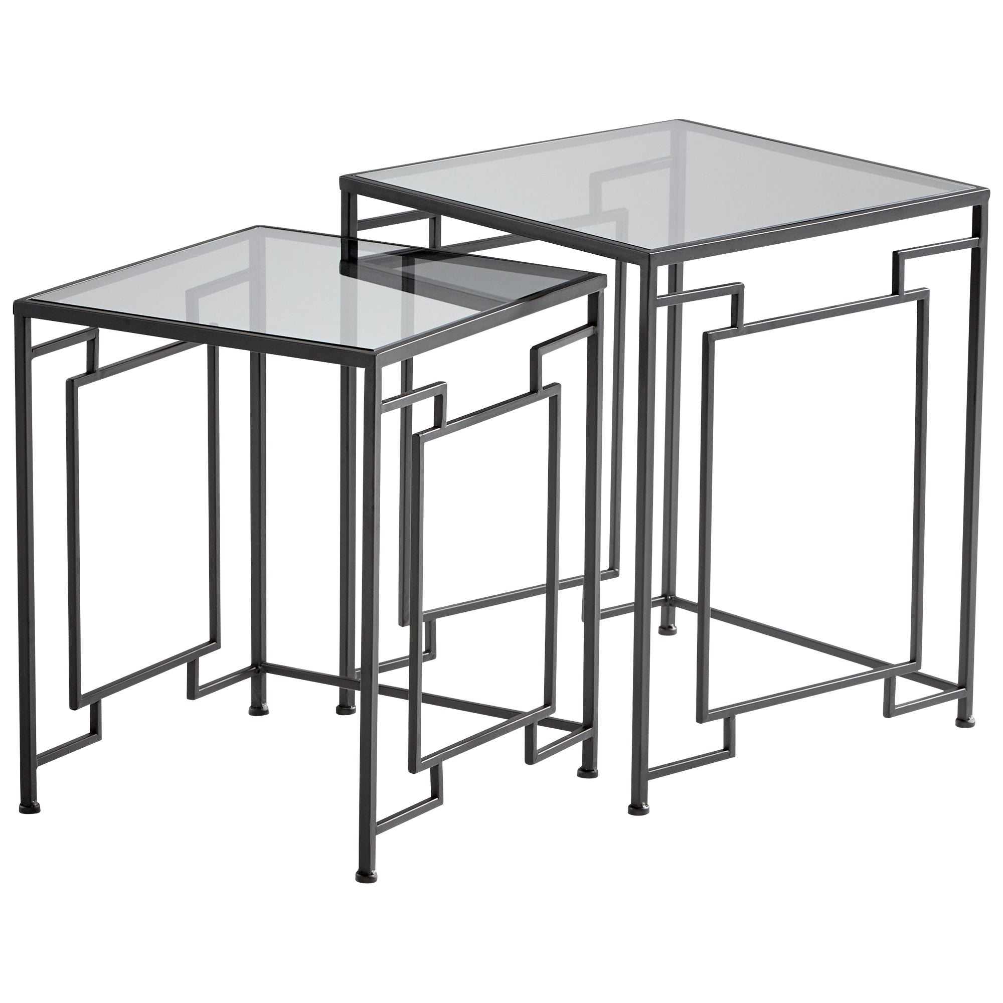 Galleria Nesting Tables – Stylish Iron & Glass Design in Noir Finish,
