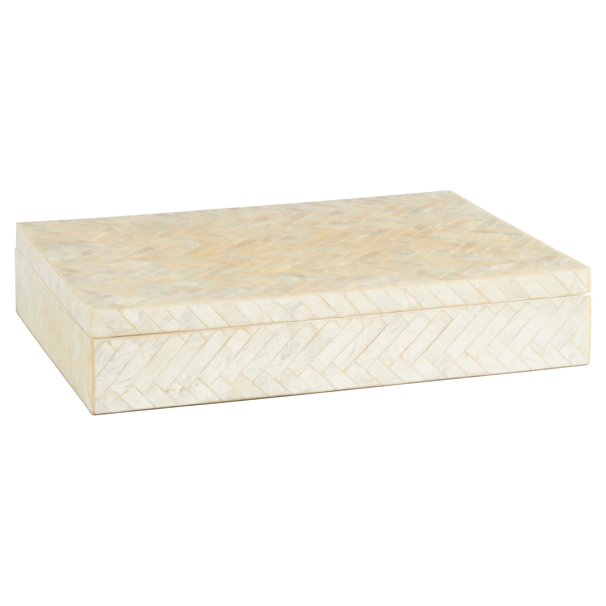 Triton Rectangle Box - Elegant White-Cream Storage Solution for Organi