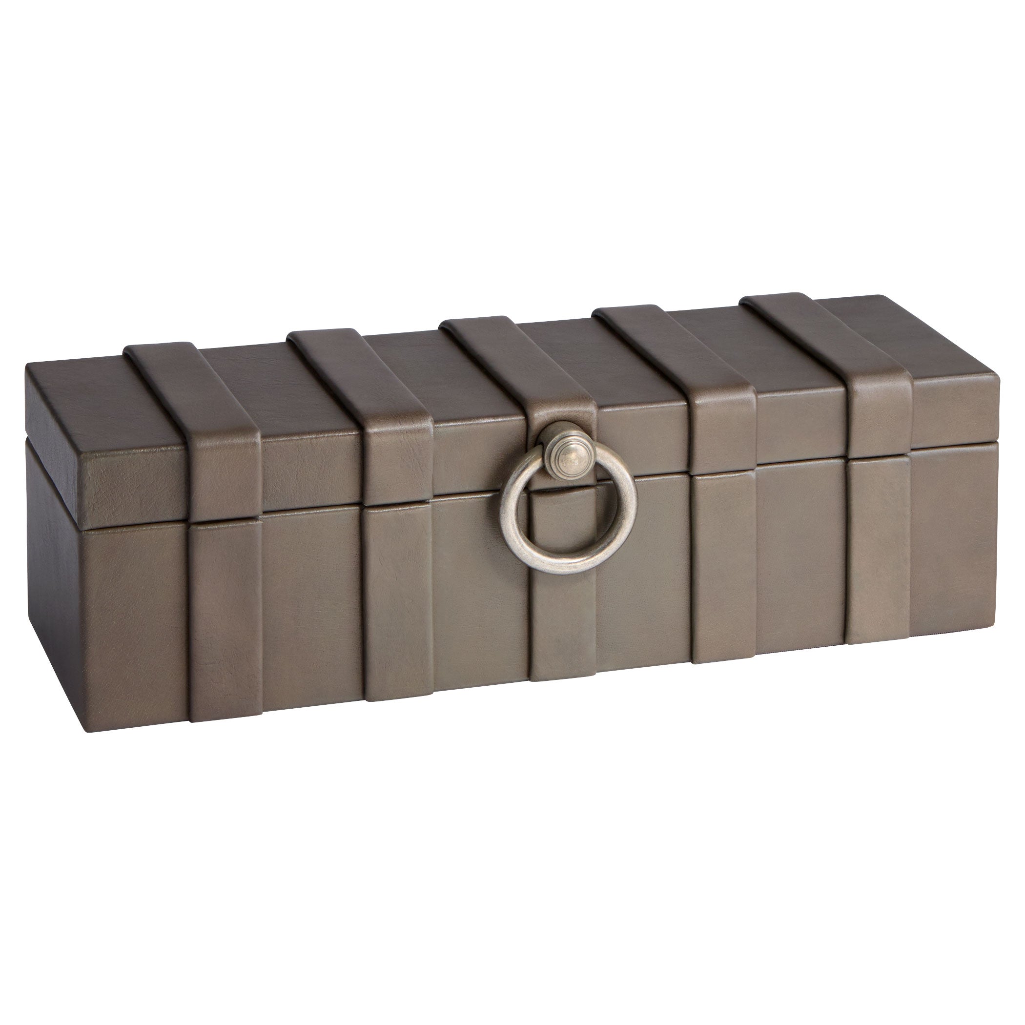 Drake Leather Box - Elegant Silver-Grey Storage Solution with Modern D