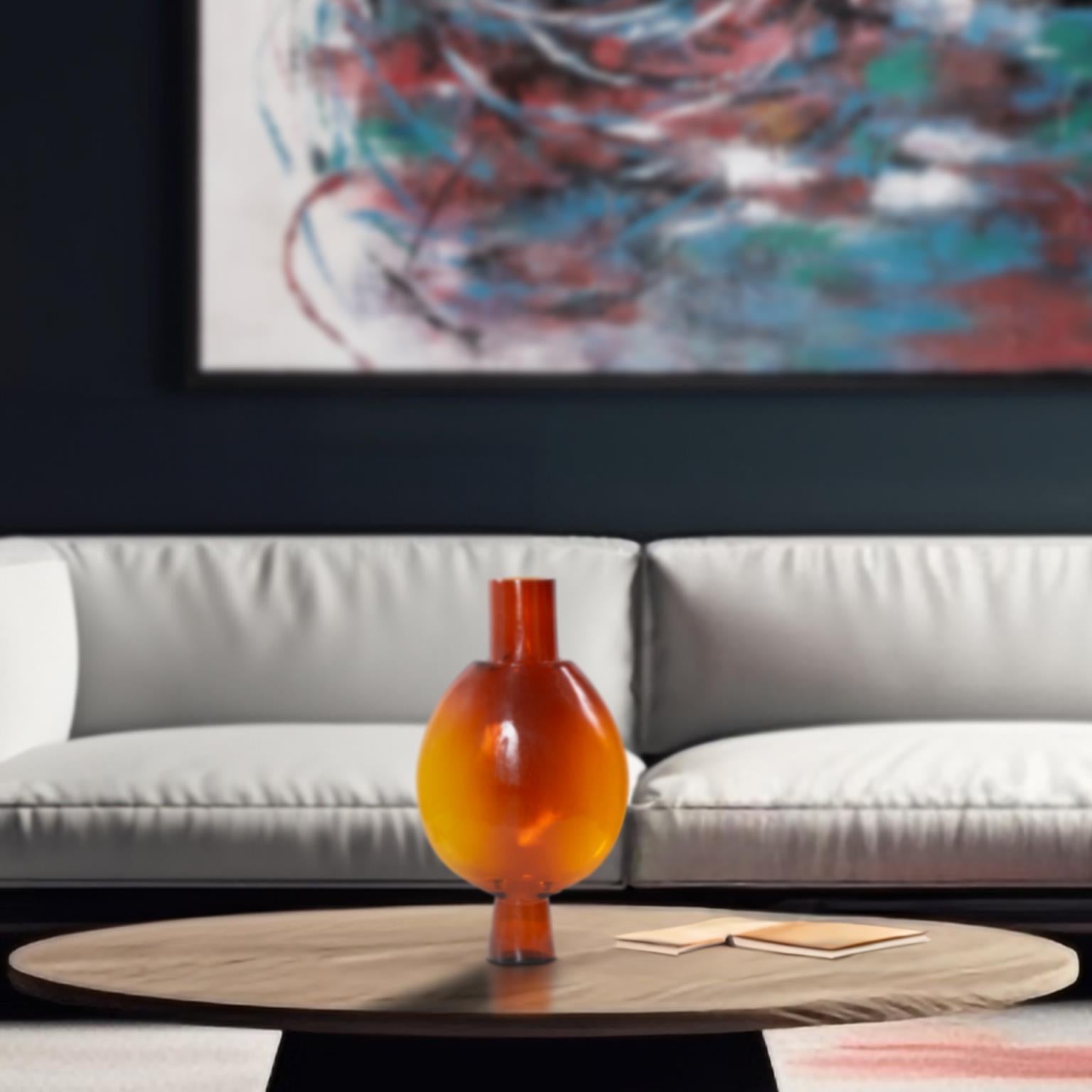 Ormand Burnt Orange Glass Vase - Textured Matte Coating for Stunning H