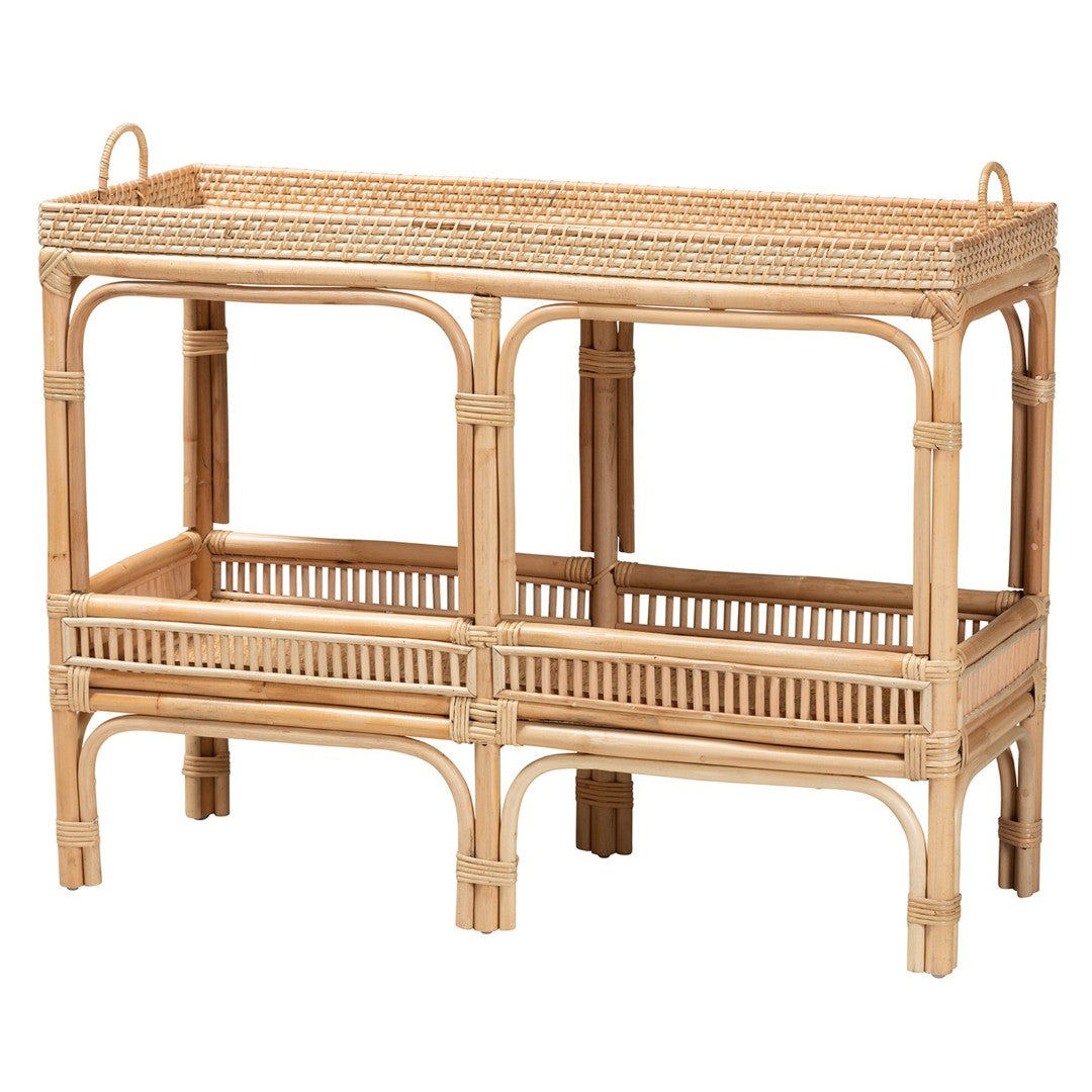 bali Lombok Modern Bohemian Rattan Console Table - Handcrafted Natural