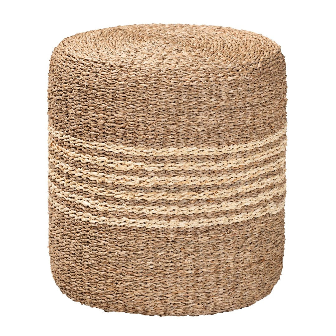 bali Wickham Modern Bohemian Seagrass Ottoman – Handcrafted Footstool