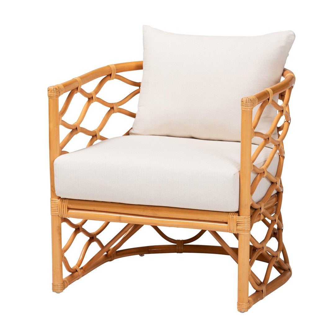 bali Acelynn Bohemian Light Honey Rattan Arm Chair - Handcrafted Comfo