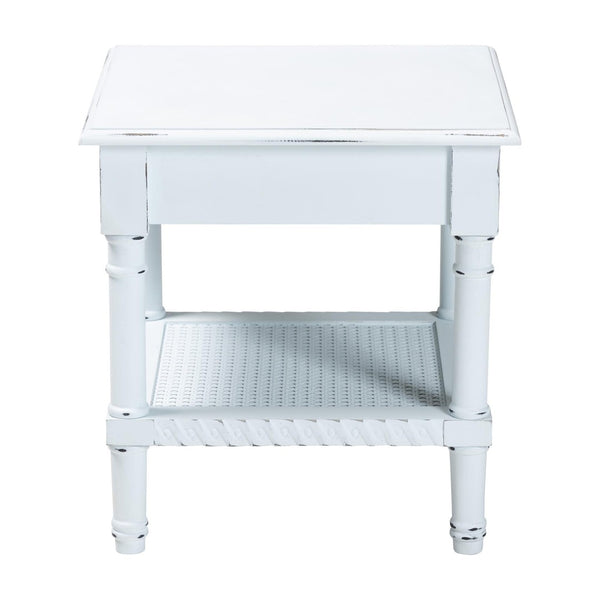 Jeanne Vintage Traditional White Wood End Table – English Elm