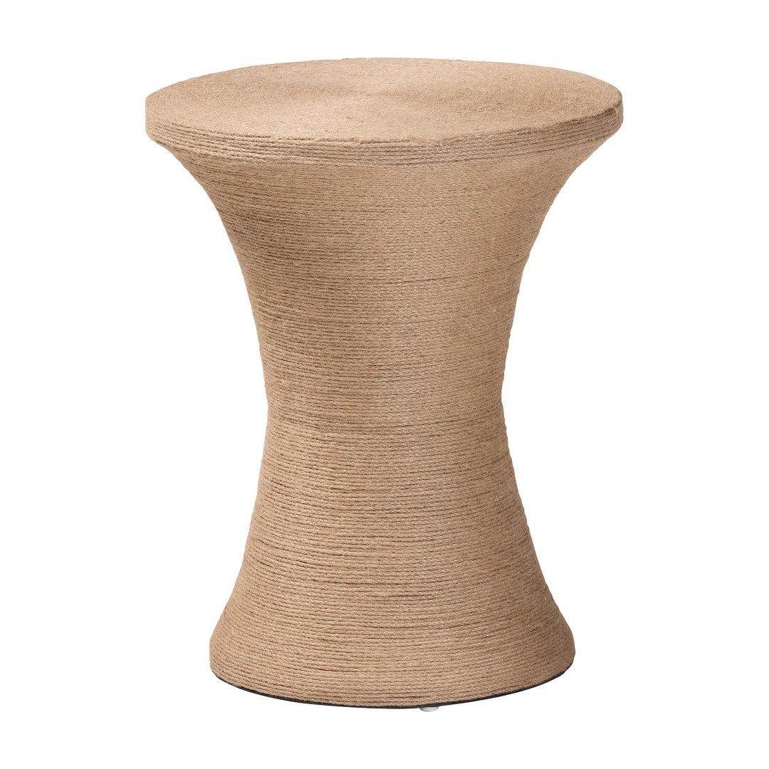 bali Cady Japandi Natural Jute Side Table - Elegant Hourglass Design f