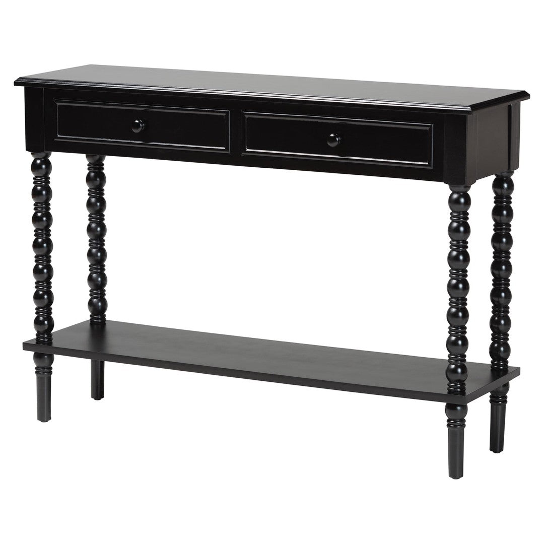 Baxton Studio Malinda Classic Black Wood Console Table with Spindle Le