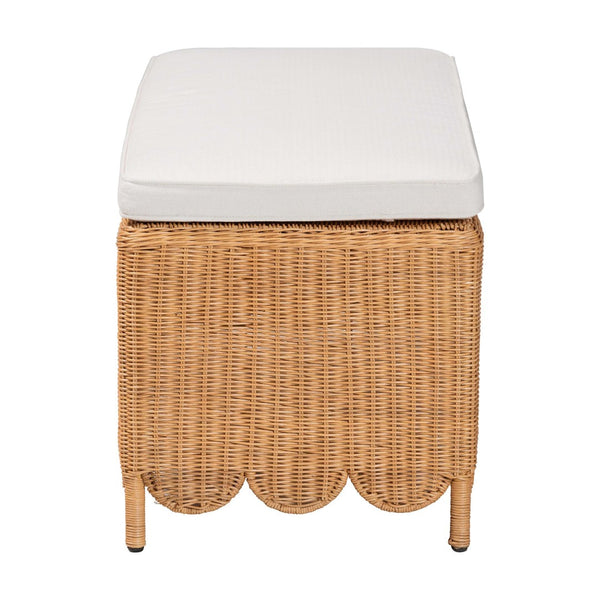 bali Bali Teresa Bohemian Rattan Ottoman Bench - Handcrafted Scalloped ...