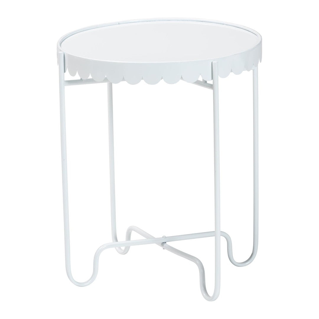 Laverne Metal Side Table - Stylish Round Accent Table with Scalloped T