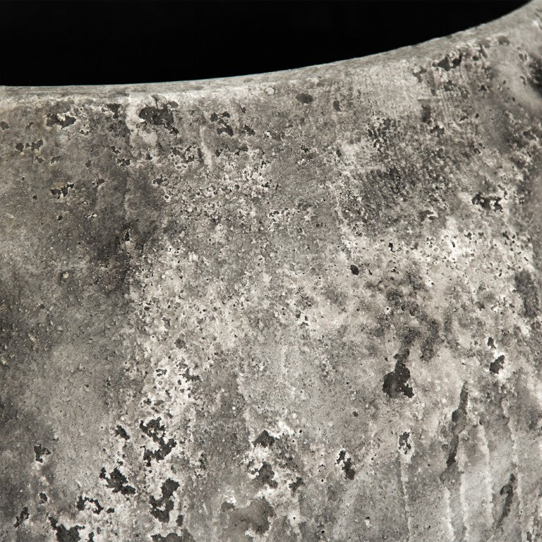 Distressed Grey Terracotta Vase Large 27cm Rustic Farmhouse Decor for