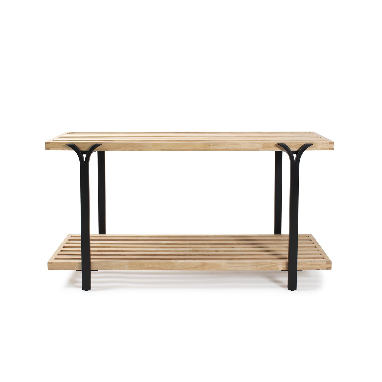 Cannon Slatted Console Table – Stylish Industrial Design with Rich Woo