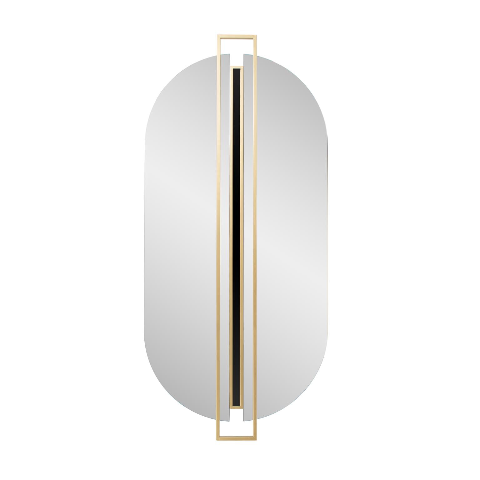 Trexell Mirror - Unique Frameless Oval Design with Gold Accent, Versat