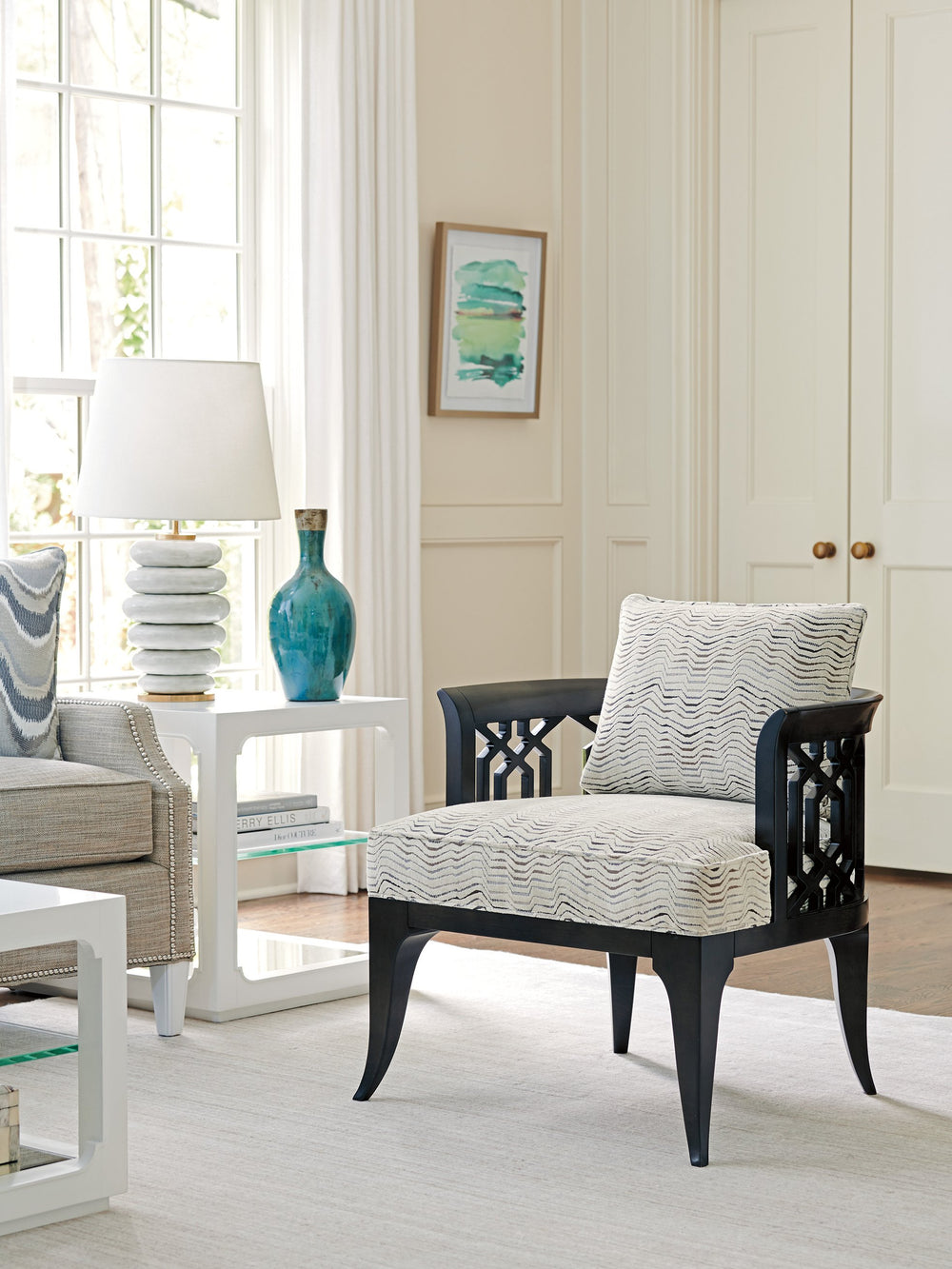 Gatewick Chair - Modern Traditional Design with Bold Patterns, Charcoa