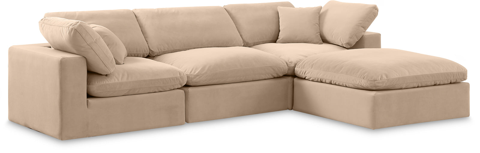 Comfy Modular Sectional Sofa - Luxurious Velvet, Overstuffed Cushions,