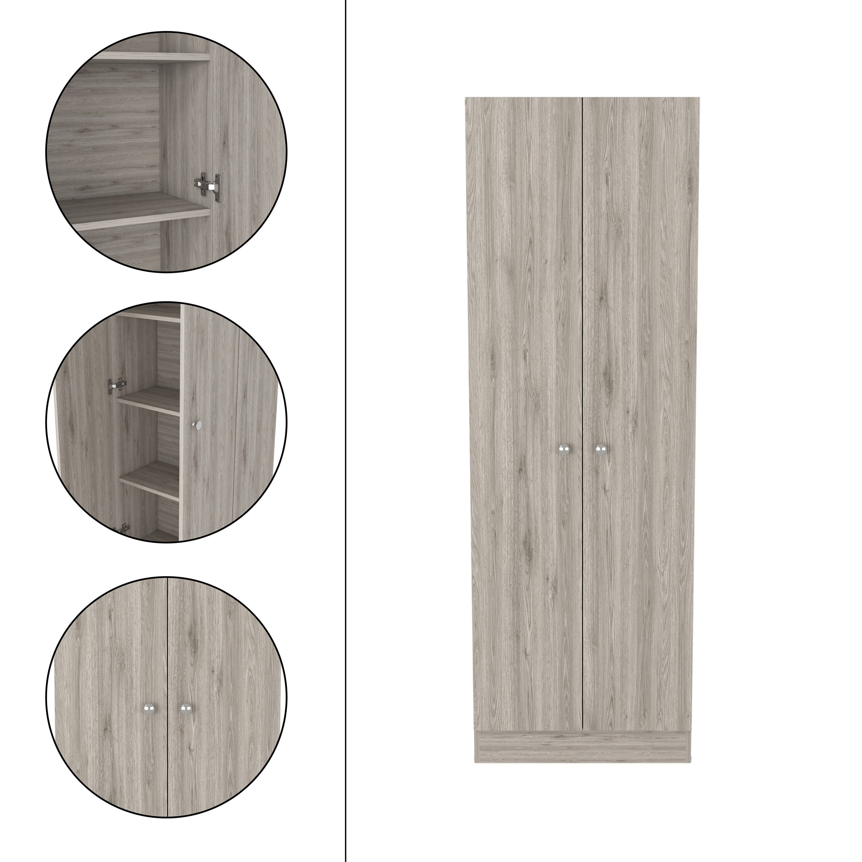 Multistorage Cabinet 71" H - Light Gray Two-Door Unit With 5 Adjustabl