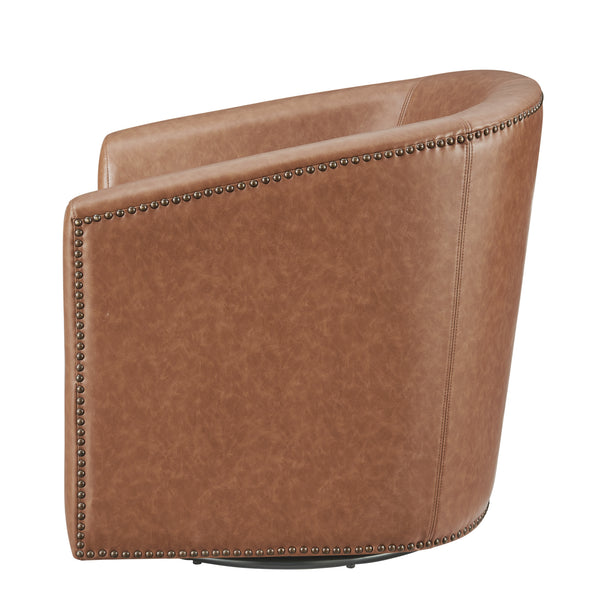 Ernest PU Swivel Accent Arm Chair – English Elm