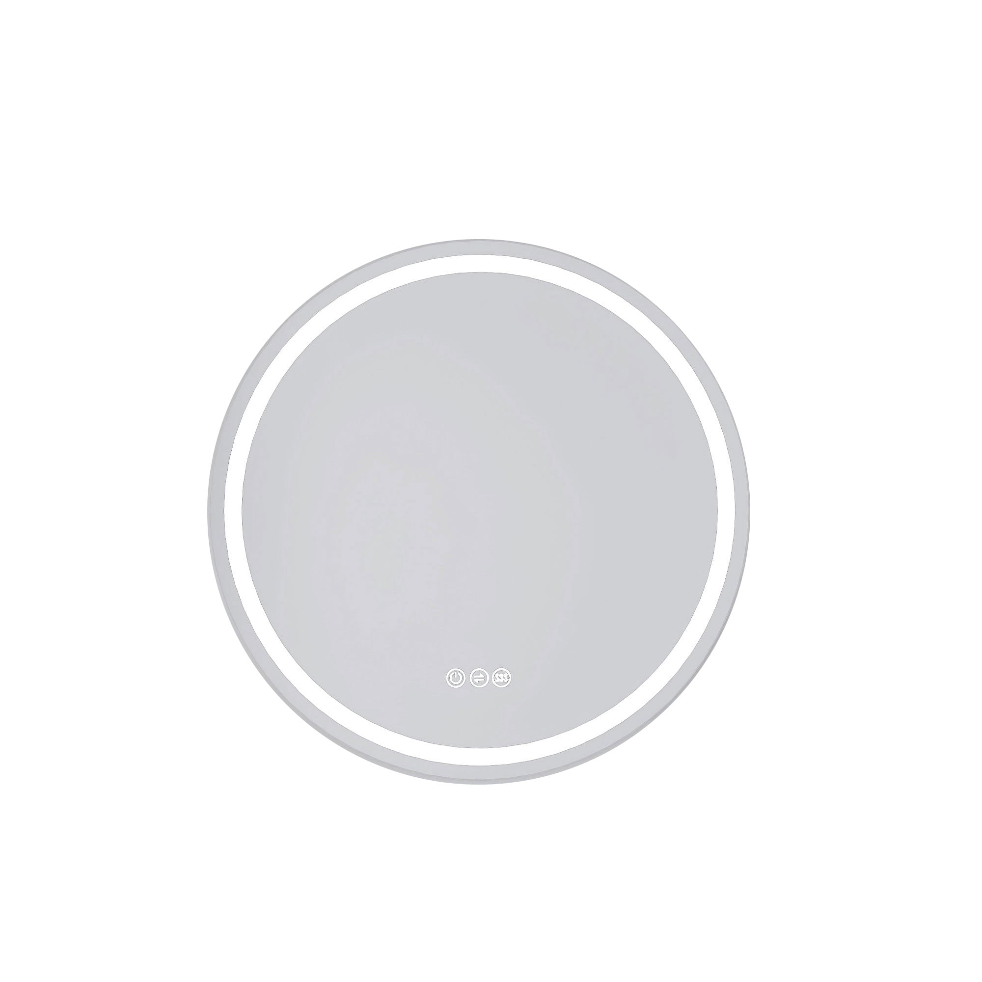 24 Round White Framed Dimmable Led Vanity Mirror With Anti-Fog & 3 Col