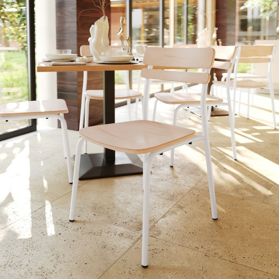 2 Pack Cyprus Commercial-Grade Solid Wood Dining Chairs with Modern Bl
