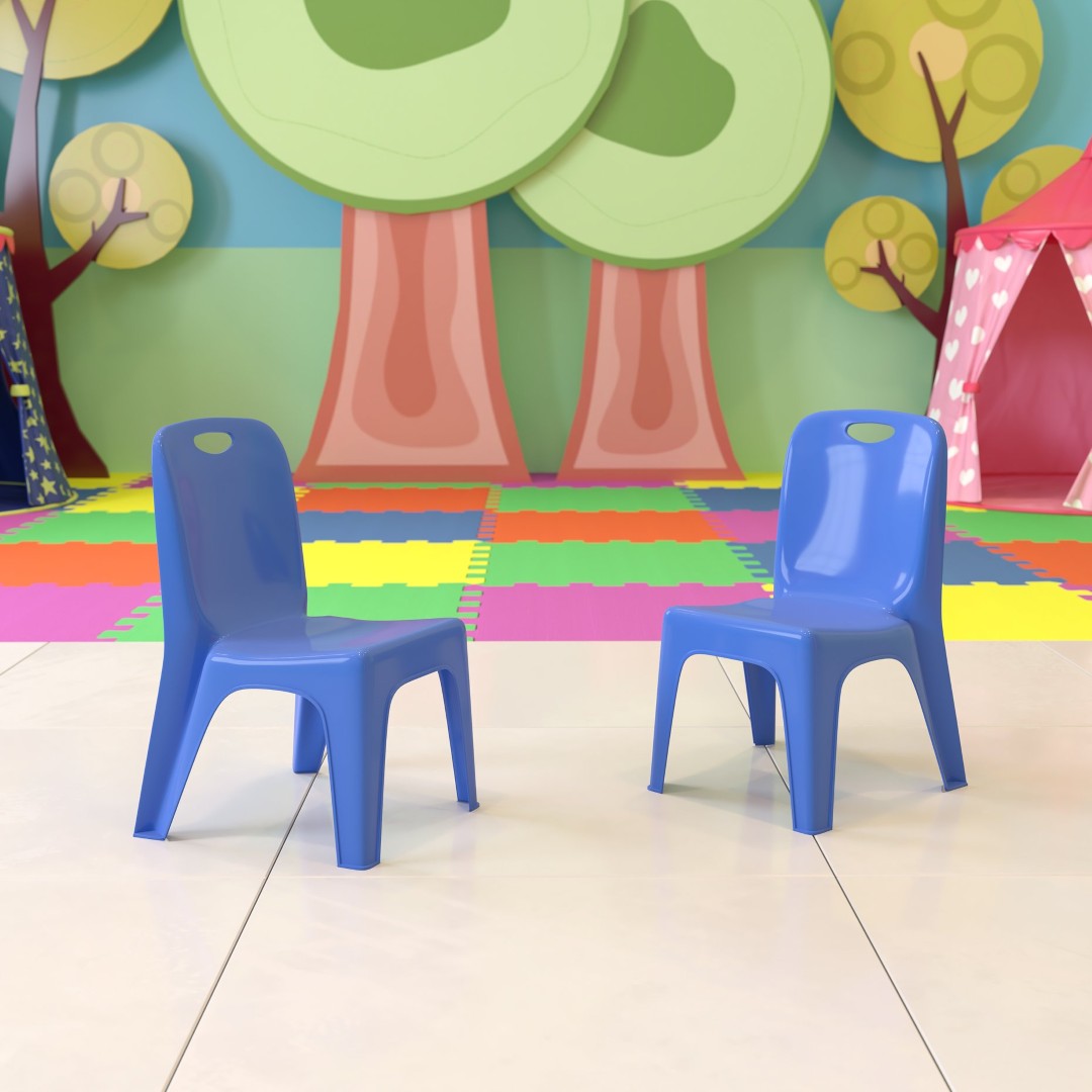 Whitney 2 Pack Stackable Plastic School Chairs with Carrying Handle fo