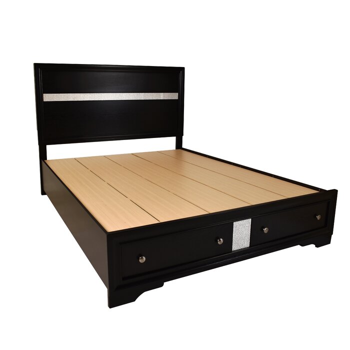 Traditional Matrix Queen 4-Piece Storage Bedroom Set In Black Engineer