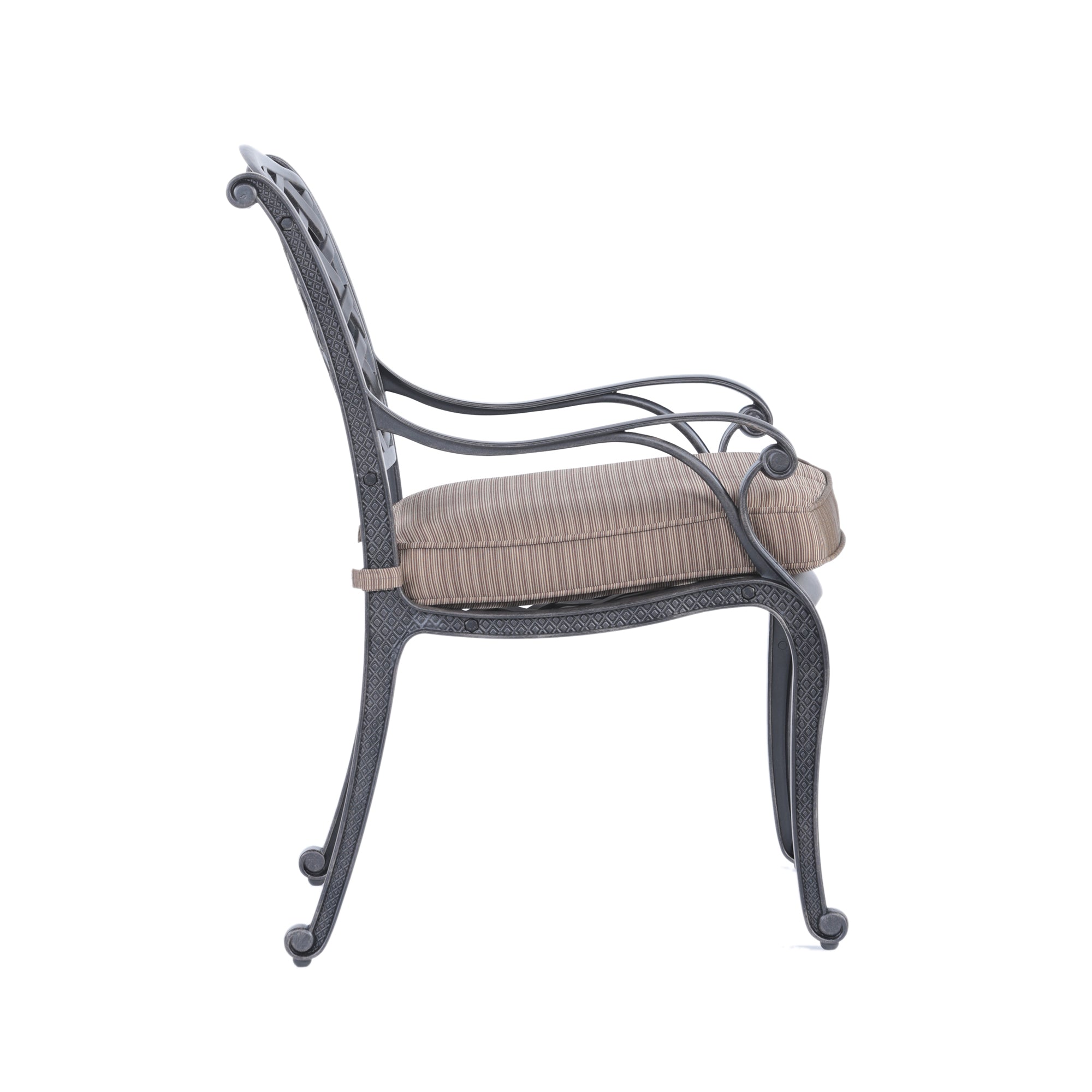 Sparta Modern Dining Arm Chair Dupione Brown – Weather-Resistant Alumi