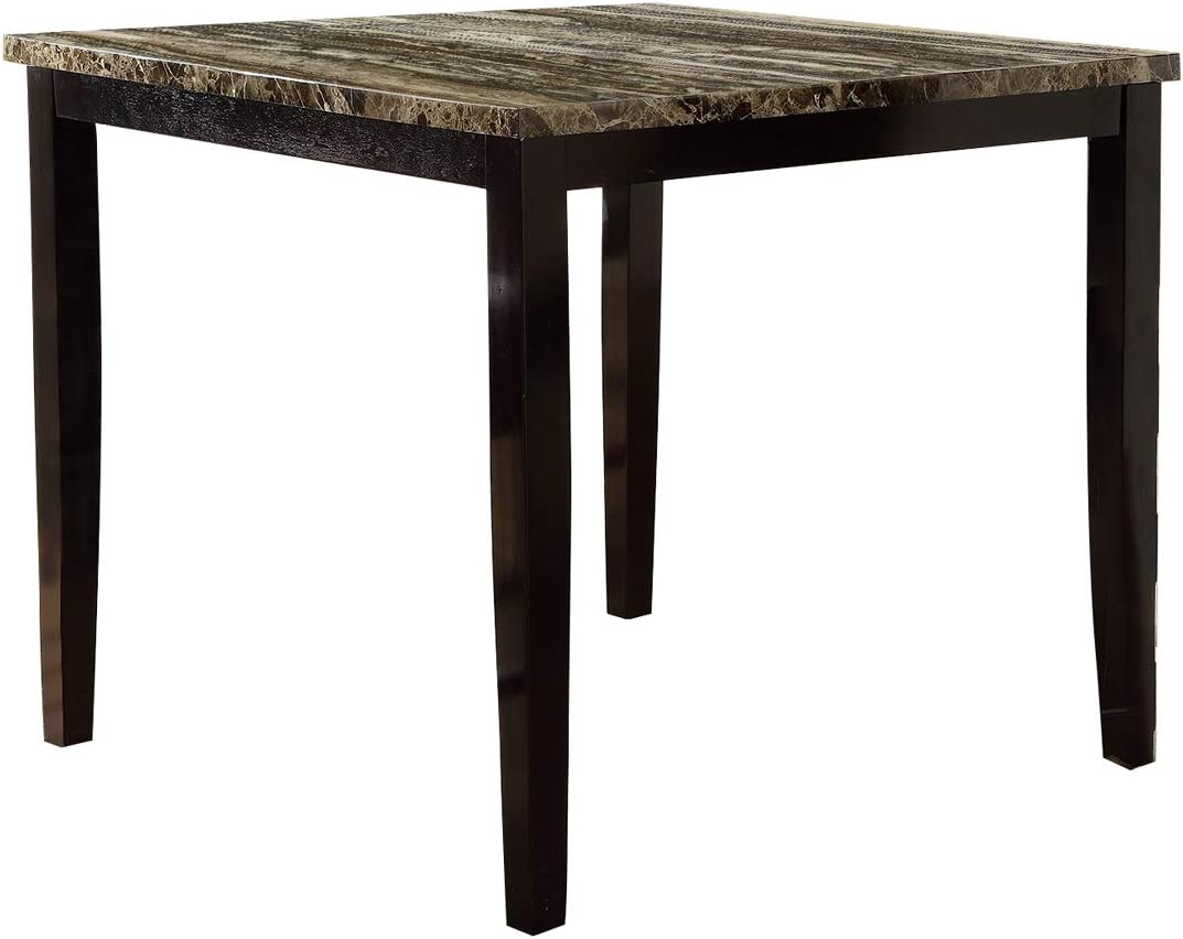 Dining Counter Height Table Faux Marble Top 42"X42" Dark Brown Frame S