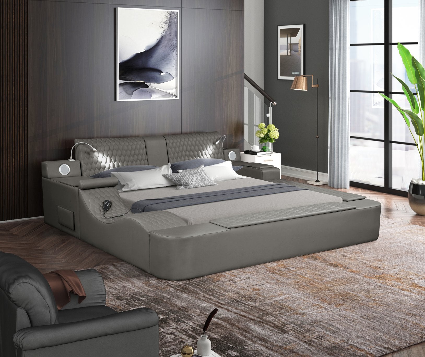 Zoya Smart King Bed With Massager, Bluetooth Speakers, Usb Charging, S