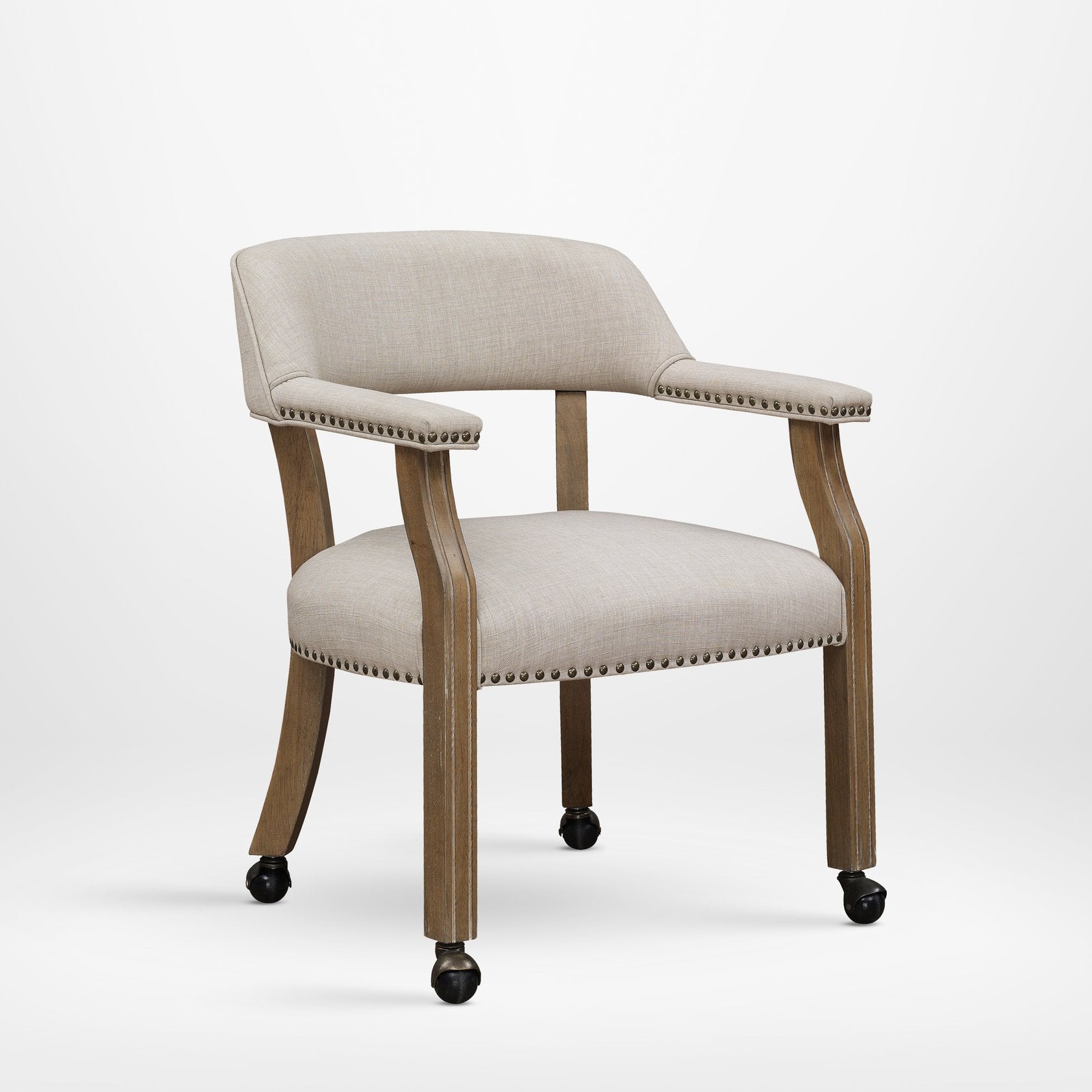 Monroe Pecan Sand Caster Game Chair With Plush 4.5" Foam Seat, Antique