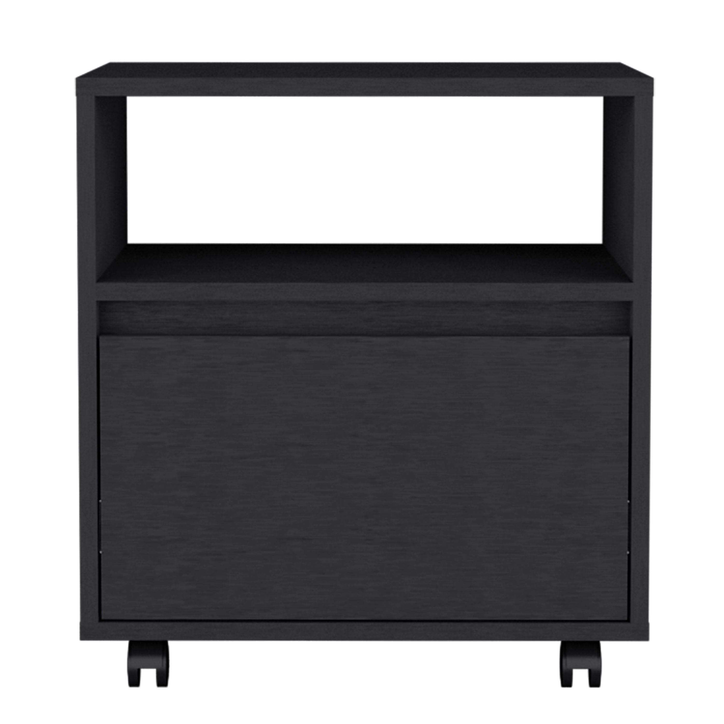 Austin Nightstand Slim White Nightstand on Casters with Smooth Drawer,