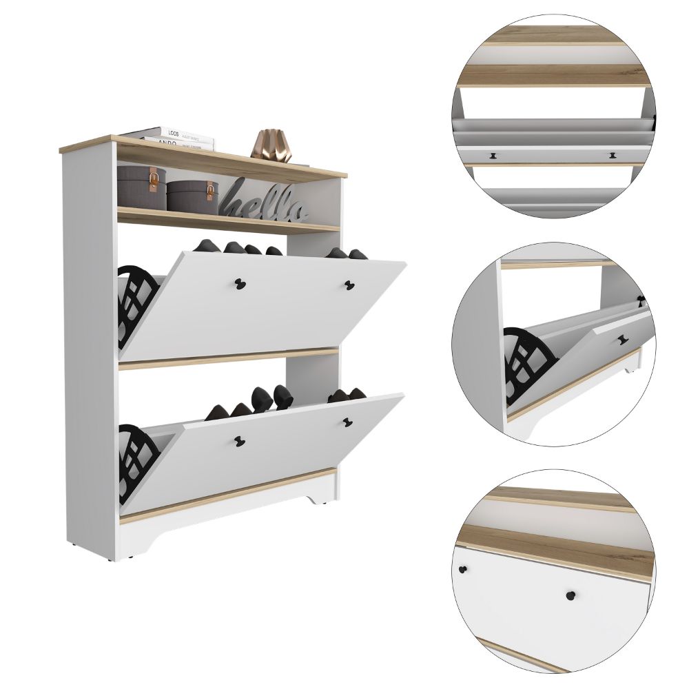 Shoe Rack Dublin With Expandable Cabinets And Open Shelf, Durable Part