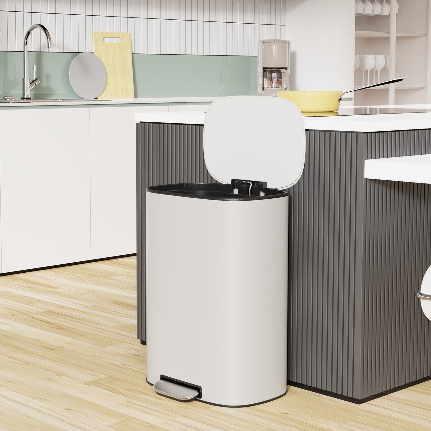 13 13 Gallon/50L Soft-Close Stainless Steel Trash Can With Foot Pedal,