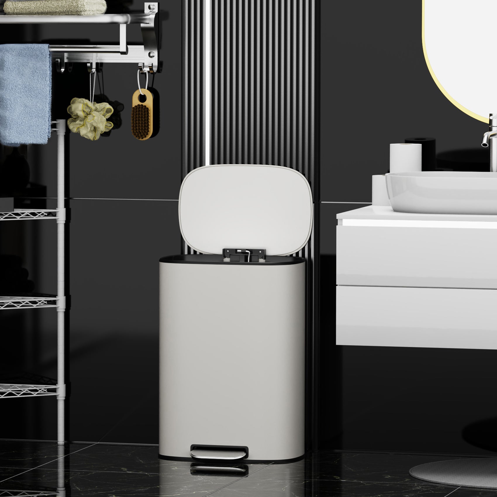 13 13 Gallon/50L Soft-Close Stainless Steel Trash Can With Foot Pedal,
