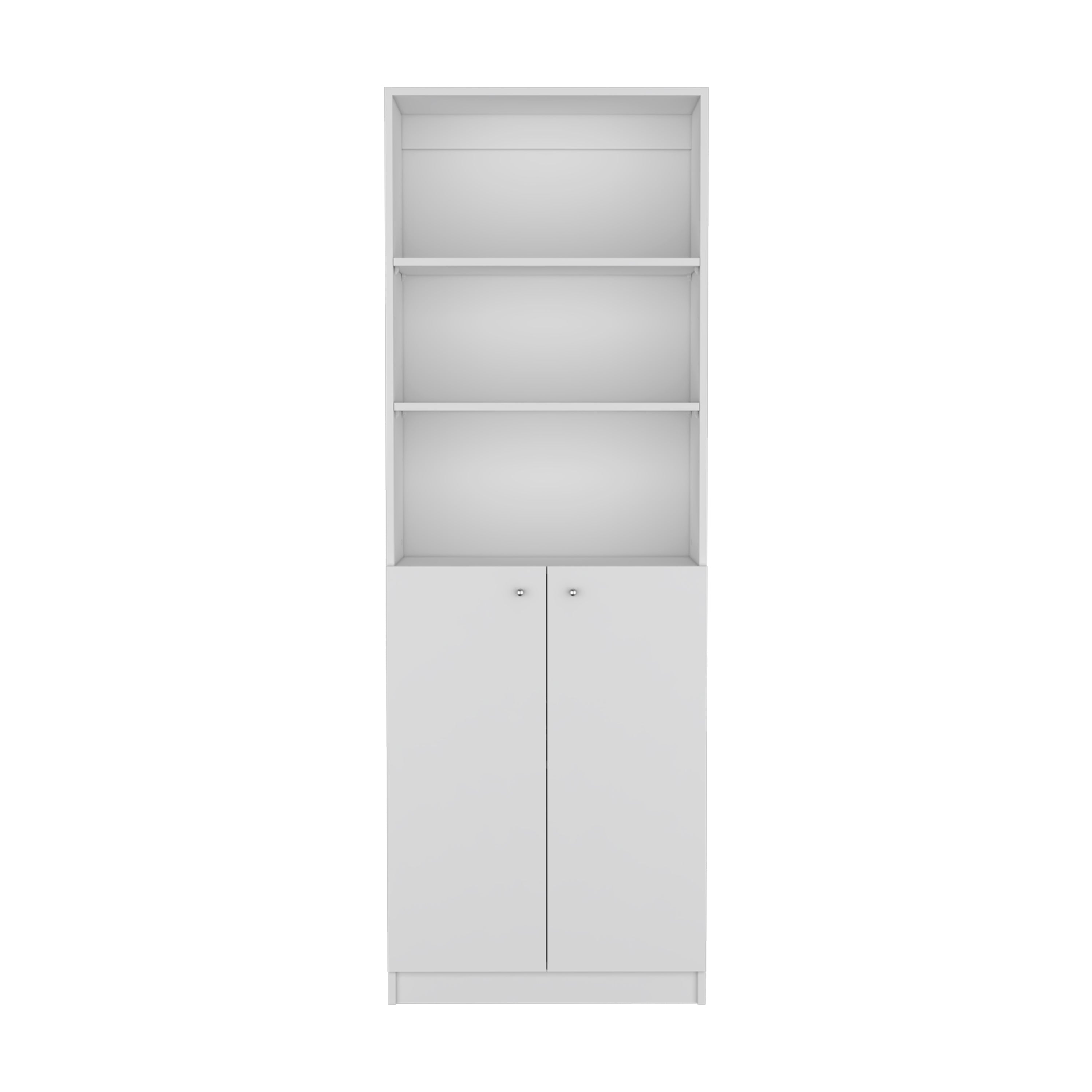 Home 2-Door Bookcase Modern Storage Cabinet With Dual Doors, 3 Open Sh