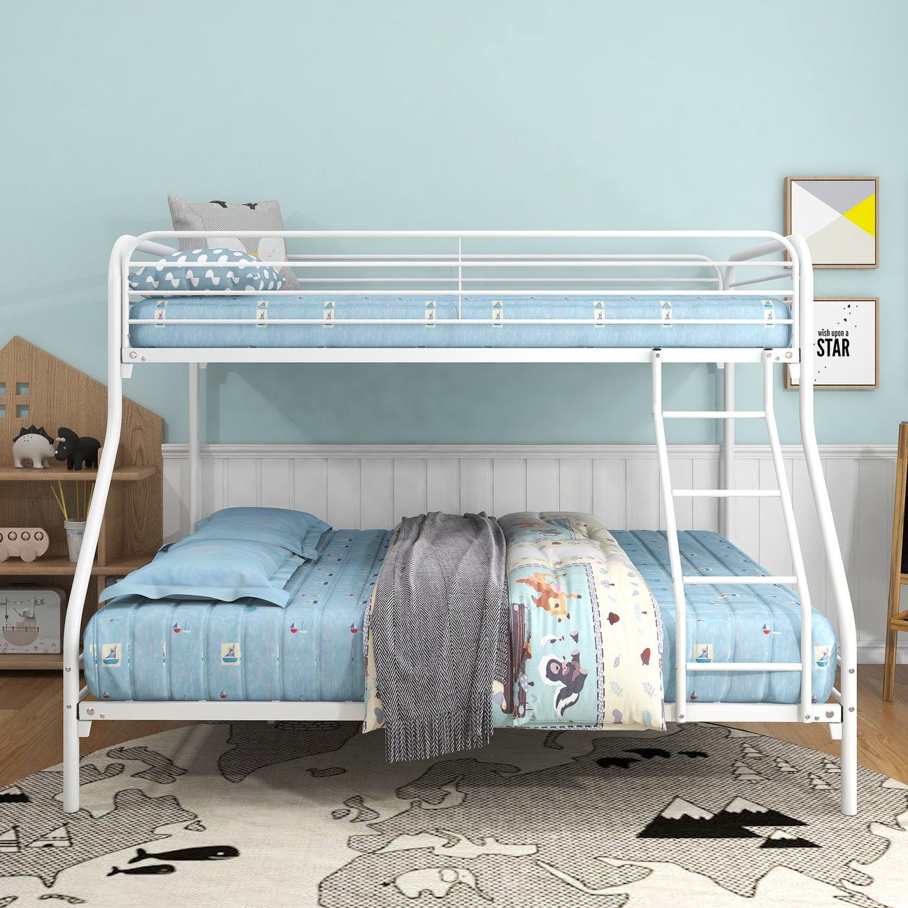 Twin-Over-Full Heavy Duty Metal Bunk Bed Frame, 20% Stronger, Noise-Fr