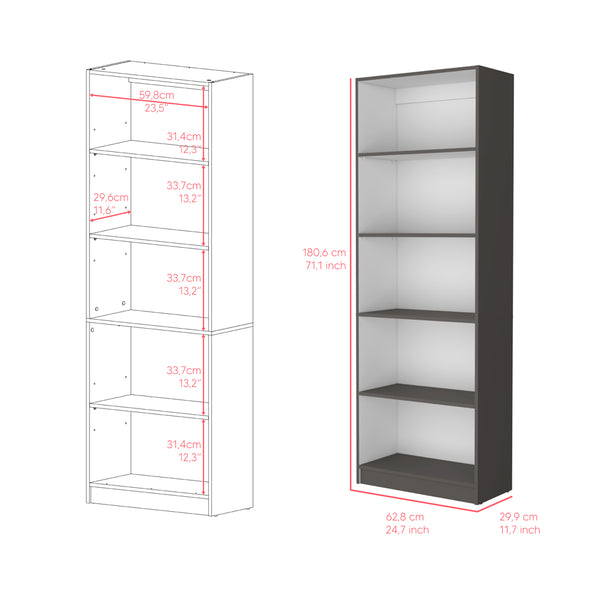 Modern Office Bookcase 4-Shelves, Gray/White, Space-Savvy Design, Lowe ...