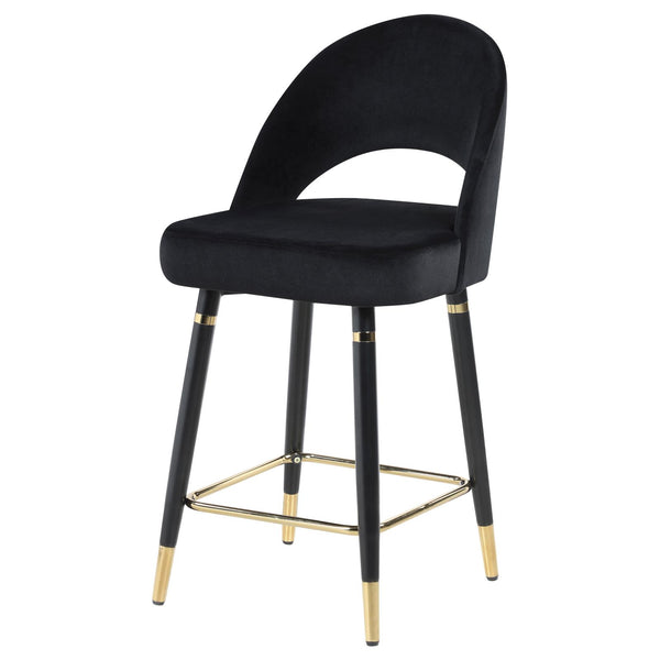 Mid-Century Modern Black Counter Stools with Gold Accents, Set of 2 ...