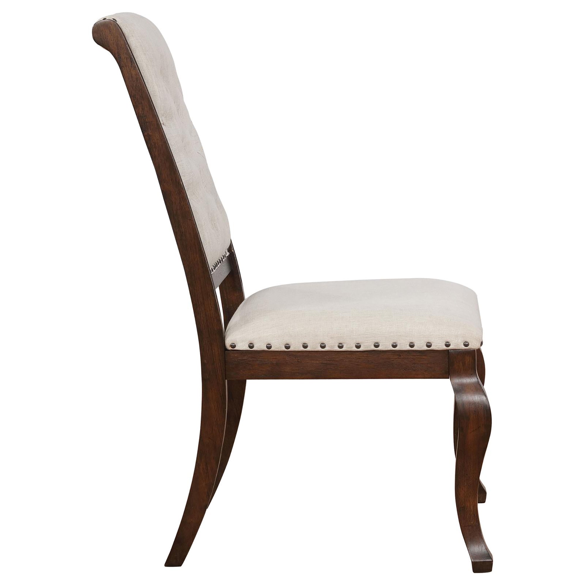 Cream Tufted Dining Chair Set Of 2 - Elegant Antique Java Finish, Plus